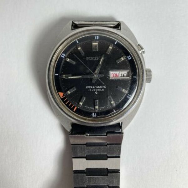 SEIKO BELL-MATIC ALARM MENS WATCH 4006-6010 DAY & DATE AUTOMATIC black ...