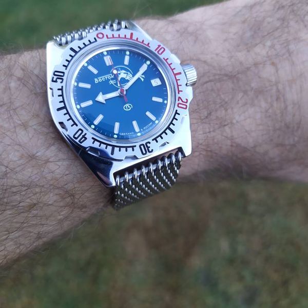 Vostok Amphibian Diver on Shark Mesh | WatchCharts Marketplace