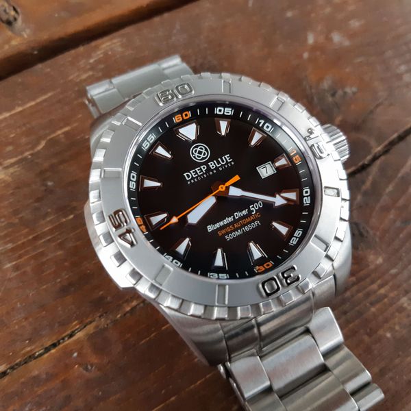 ***FS RARE Deep Blue Bluewater Diver 500M Black MOP Swiss Automatic ETA ...