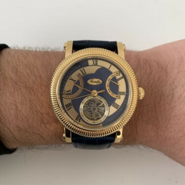 Large Gold Plated Romilly Chronograph Skeleton Watch | WatchCharts
