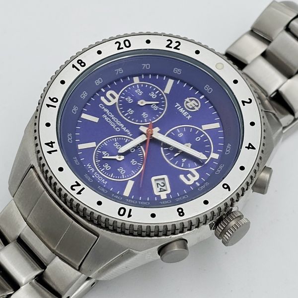 RARE TIMEX EXPEDITION INDIGLO T41271 Chronograph Men's Watch Runs Great ...