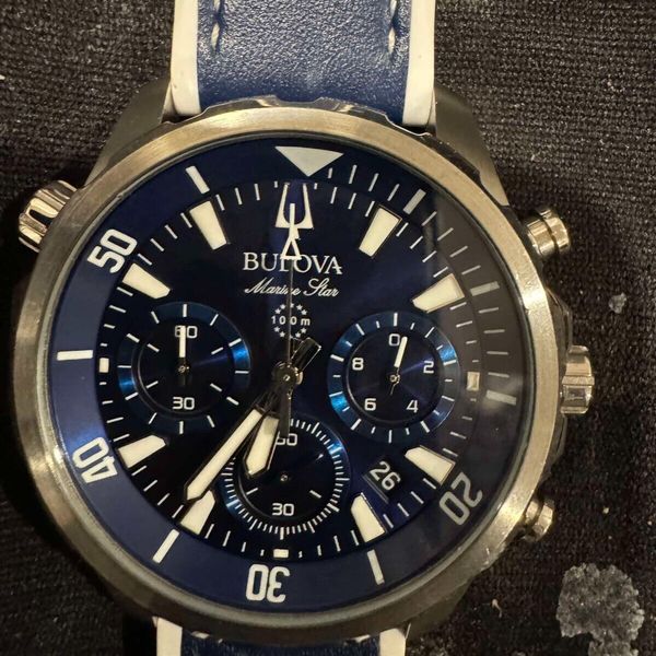 Bulova Marine Star 96B287 blue chronograph | WatchCharts Marketplace