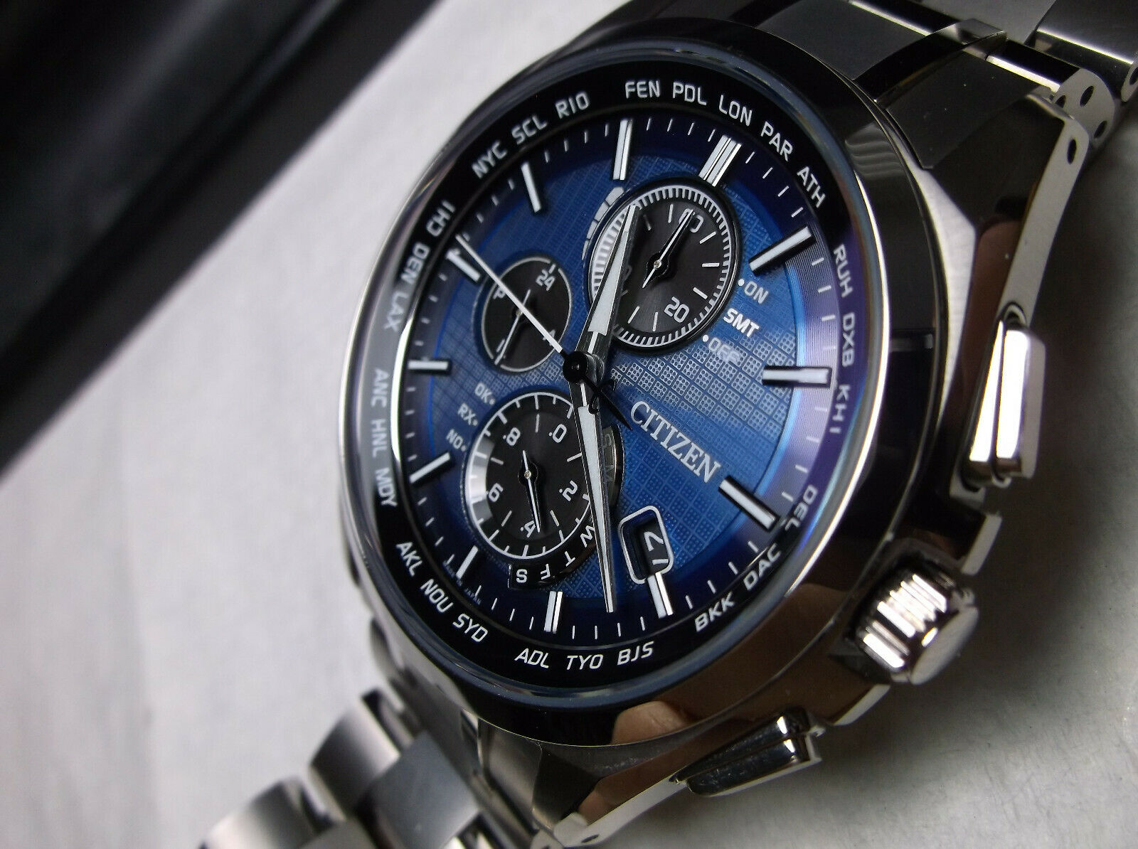 Citizen Attesa AT8040-57L eco-drive radio chronograph titanium sapphire ...