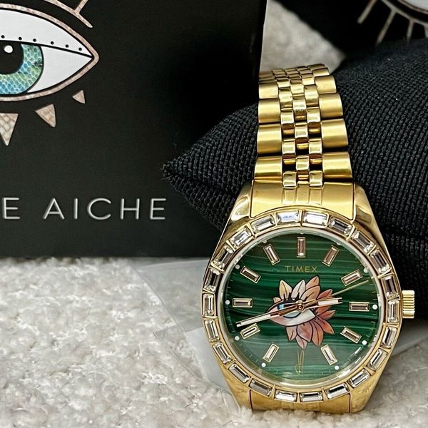 Timex X Jacquie Aiche Legacy Malachite Tribe Eye Flower Watch 36mm ...