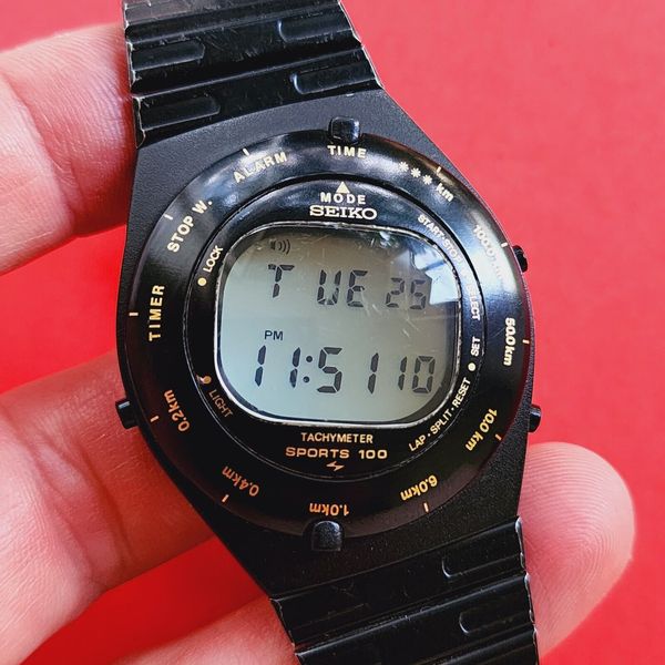 Seiko Giugiaro Design Watch Bezel Function A828-4019 A828 Rare Black ...