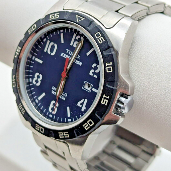 Men's Timex Expedition T49925 Diver - Blue Dial, Runs Great! 41mm ...