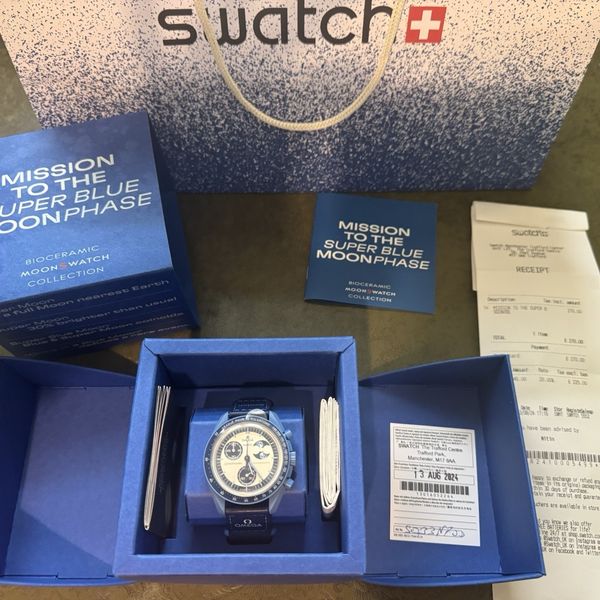 Omega Swatch Moonswatch Mission To The Super Blue Moonphase NEW WITH ...