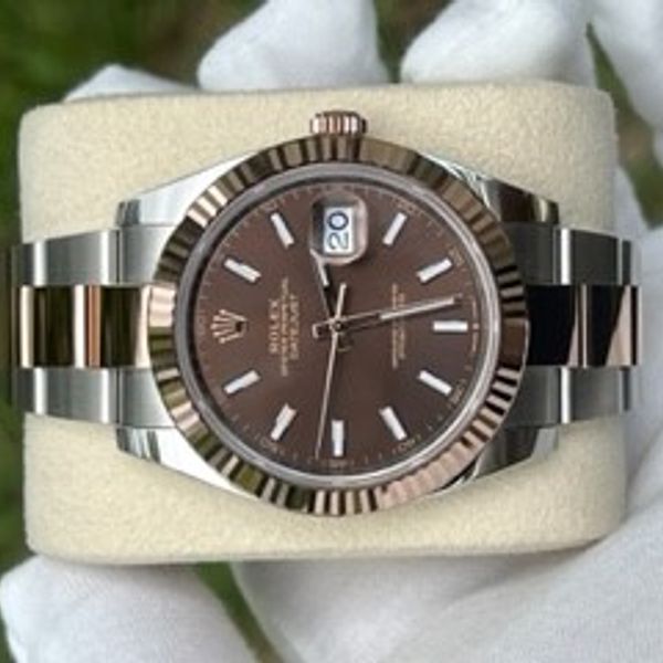 FS Rolex DateJust 41mm 126331 Two-Tone 18K Rose Gold Chocolate Dial ...