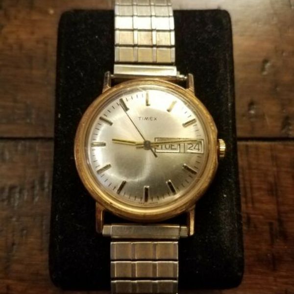 Vintage 1970s Timex Manual Wind Men Gold Tone Watch | WatchCharts ...