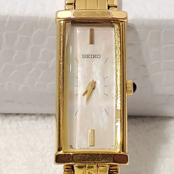 Vintage Seiko Women's Tank Watch Gold Tone One Jewel Mother Pearl Dial S Steel | WatchCharts ...