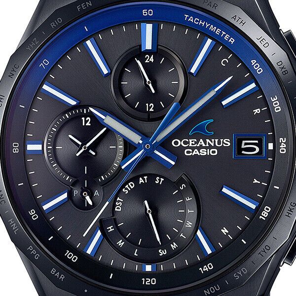 CASIO OCEANUS OCW-S5000B-1AJF Black Manta Elegant Chrono Men's Watch ...