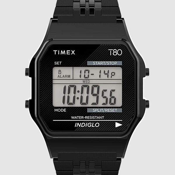 Timex T80 34mm Stainless Steel Bracelet Watch, Color Black | WatchCharts