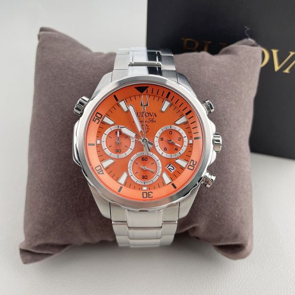 Bulova 96B395 Men's Marine Star Orange Dial Bracelet Chronograph Watch ...
