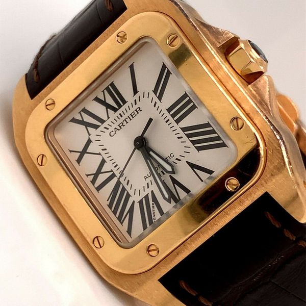 CARTIER 2879 Santos De Cartier Santos 100 Rose Gold 18k Excellent ...