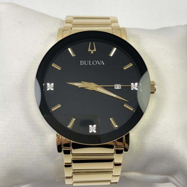 Bulova Futuro Diamond Quartz Gold Tone Stainless Steel Men's Watch ...