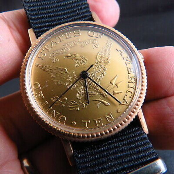 UNITED STATE OF AMERICA TEN COIN EMBOSS DIAL MANUAL WINDING MEN WATCH ...