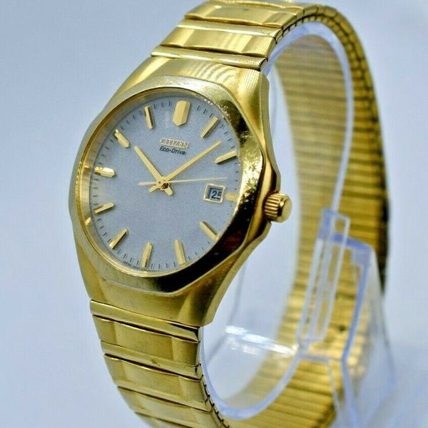 Mens CITIZEN Eco Drive E111-S022916 Gold/Grey Dress Watch, Date, Works ...
