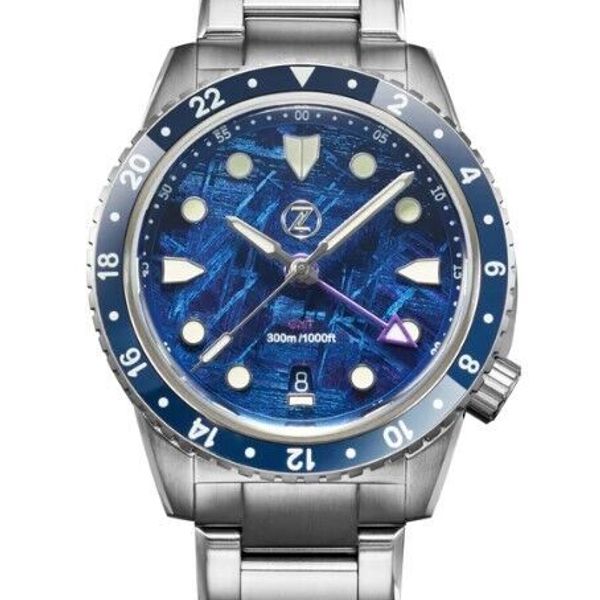 New Zelos MAKO 300M GMT METEORITE 40mm Automatic Blue Watch - DEALER ...
