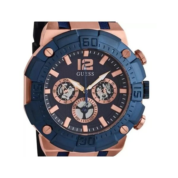Guess Navigator Chronograph Blue Dial Blue Rubber Strap Watch For Men ...