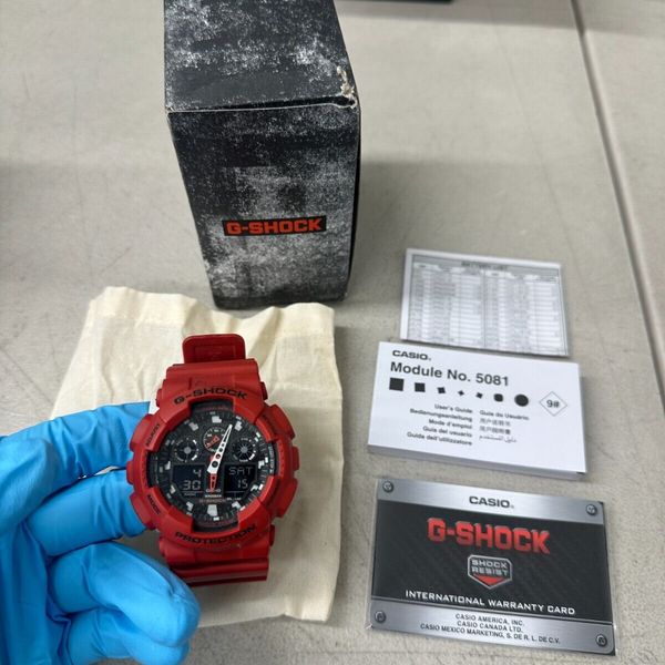 Casio G-Shock GA-100B-4A Shock Resistant Alarm World Time Timer 200M ...