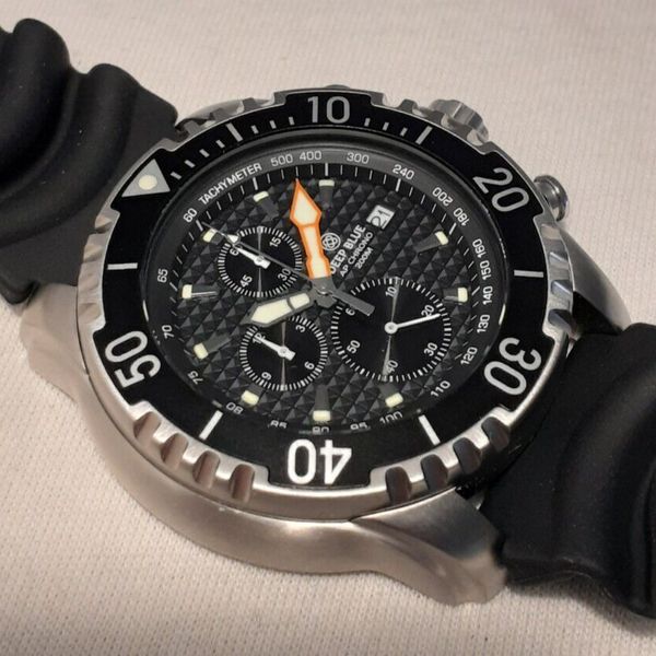 DEEP BLUE AP CHRONOGRAPH QUARTZ 200M DIVER, DATA, QUADRANTE WAFFLE NERO ...