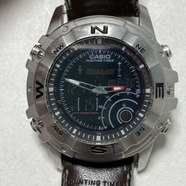Casio Multi-Function Watch Hunting Timer Thermometer Moon Phase AMW-705 ...