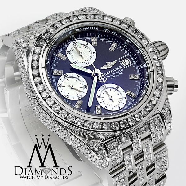 Breitling Galactic Chronograph II 44mm Custom Diamonds Watch A13364 ...