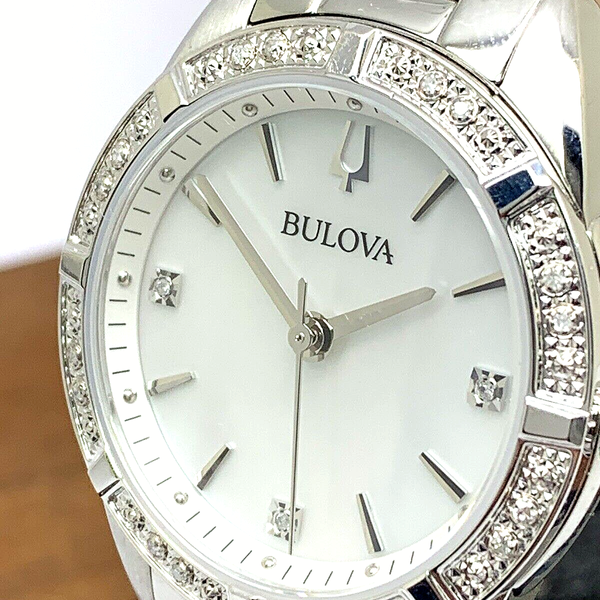 Bulova Women's Watch 96R228 Quartz Diamond White Mother of Pearl Dial ...