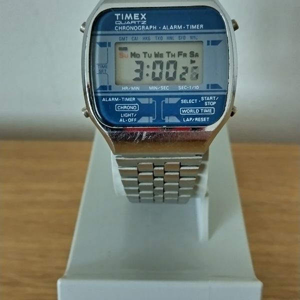 Timex Digital Watch 1979 Vintage World Time Metal Case & Stainless ...