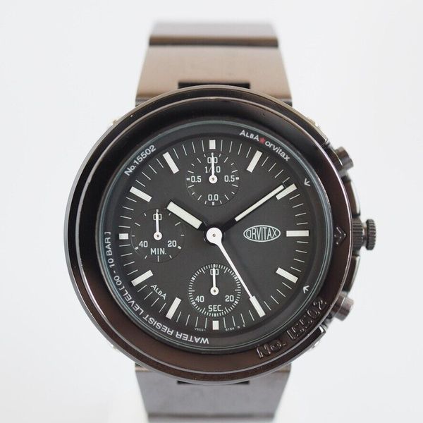 SEIKO ALBA ORVITAX V655-6110 No.15502 Chronograph Quartz Black Dial ...