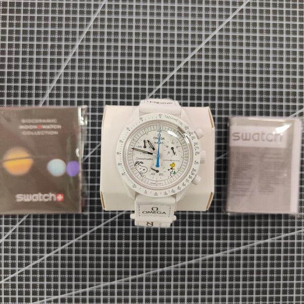 Swatch white Moonswatch Mission to the Moonphase Moon waterproof ...