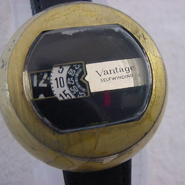 Vintage large antique Space Age HAMILTON VANTAGE JUMP HOUR AUTOMATIC ...