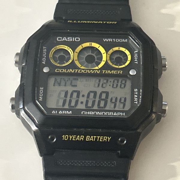 Casio Mens 3426 AE-1300WH Watch Vintage? Watch Black Yellow NEW BATTERY ...