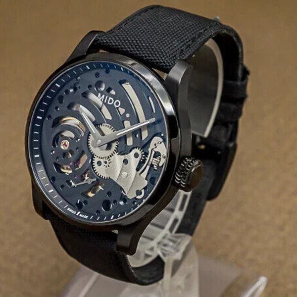 MIDO MULTIFORT MECHANICAL SKELETON HAND-WOUND PVD TITANIUM CASE BOX ...