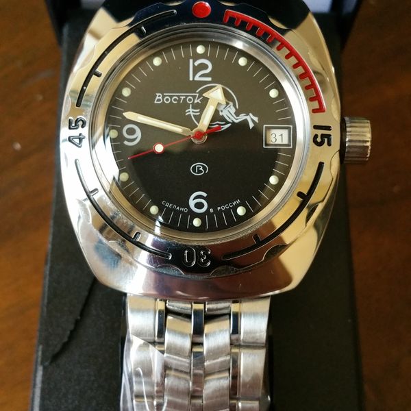 SOLD - FS: Vostok Amphibian cushion case with legendary diver dial ...