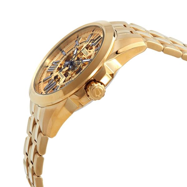 Bulova Sutton Automatic Gold Skeleton Dial Men's Watch 97A162 ...