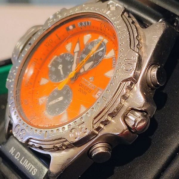 Rare Citizen Promaster 3745-E70031 Chronograph Diver Watch Orange Dial ...