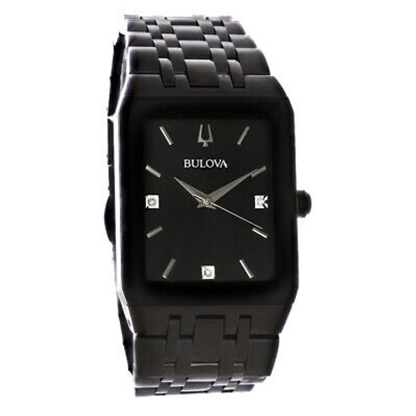 Bulova Quadra Mens Black ION Stainless Steel Quartz Watch 98D164 ...
