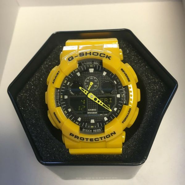 CASIO G-SHOCK GA-100A-9A Alarm Chronograph Men's Watch - Yellow ...