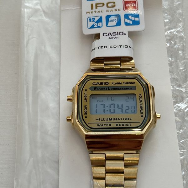 CASIO | Retro Classic Digital Watch | Steel GOLD Bracelet | Backlit ...