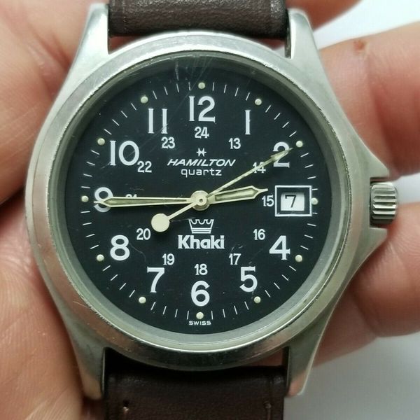 Vintage Hamilton Khaki KING 9821 Military Men's Quartz Watch Stainless ...