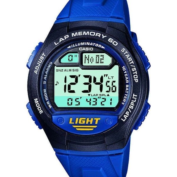 Casio W-734-2AVEF 42mm Black Resin Case with Blue Resin Strap Men's ...