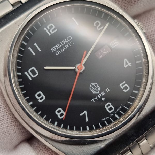 Seiko Type II Black Dial Sept 1976 0903-6000 Vintage JDM Quartz Watch ...