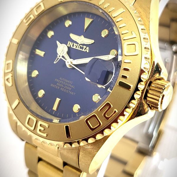 INVICTA WOMEN'S $595 AUTOMATIC PRO DIVER GOLD CASE BLUE DIAL 41MM WATCH ...