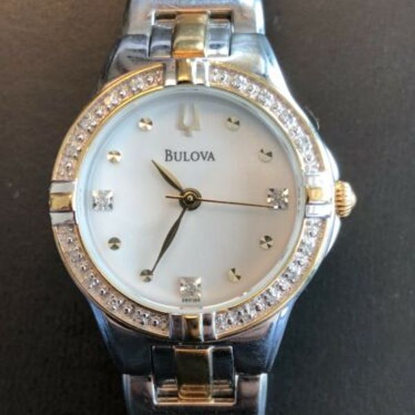 BULOVA C635238 WOMEN TWO TONE BRACELET WHITE DIAL WITH DIAMOND ACCENT WATCH | WatchCharts ...