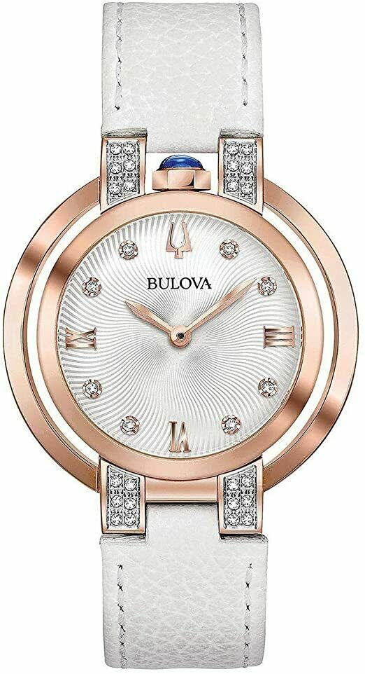 Bulova Women's Rubiyat Quartz Diamond Accents Rose Gold Tone Watch ...