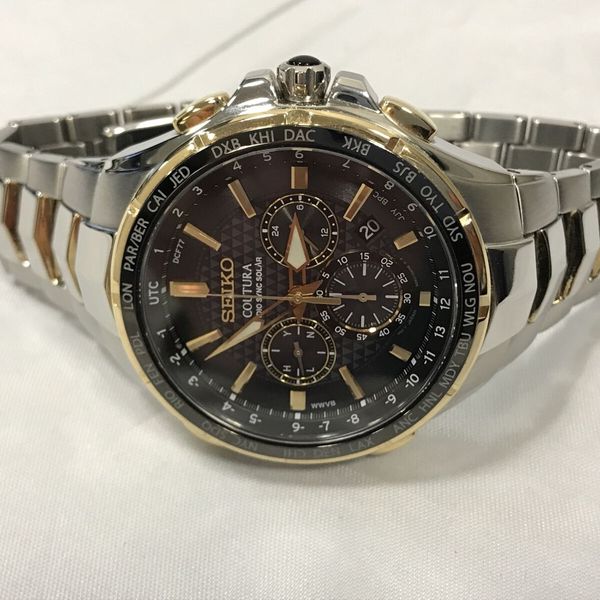 Seiko Men's Coutura Two-Tone Stainless Radio Sync Solar Watch - SSG010 ...