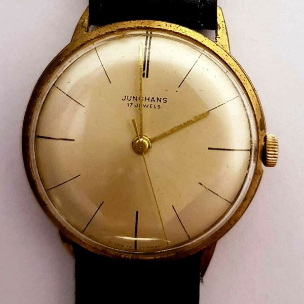 VINTAGE JUNGHANS 17 Jewels Mechanical Gold Plated Men's Germany WATCH ...