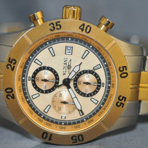 Invicta Men's Lefty Pro Diver Chrono Rose Gold Dial Two Tone Steel ...