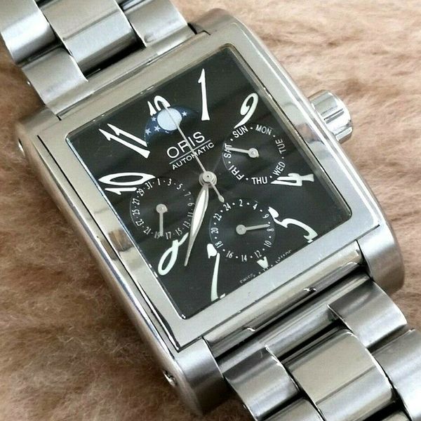 ORIS RECTANGULAR Ref. 7528 Day-Date MOONPHASE AUTOMATIC Steel 33.5mm ...